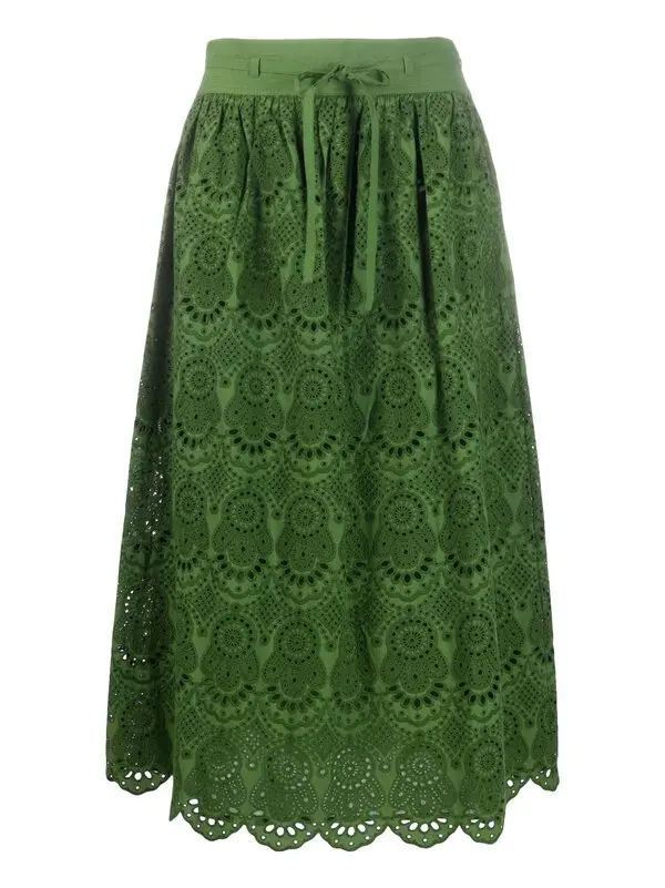 Ulla Johnson Clarabella Eyelet-detail Skirt - Green