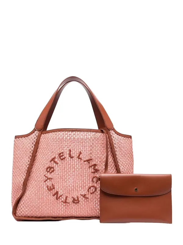 Stella McCartney Embroidered Logo Woven Tote - Pink