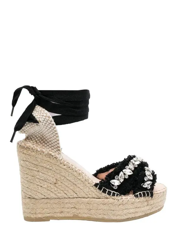 Manebí 110mm Crystal-embellished Wedge Espadrilles - Black