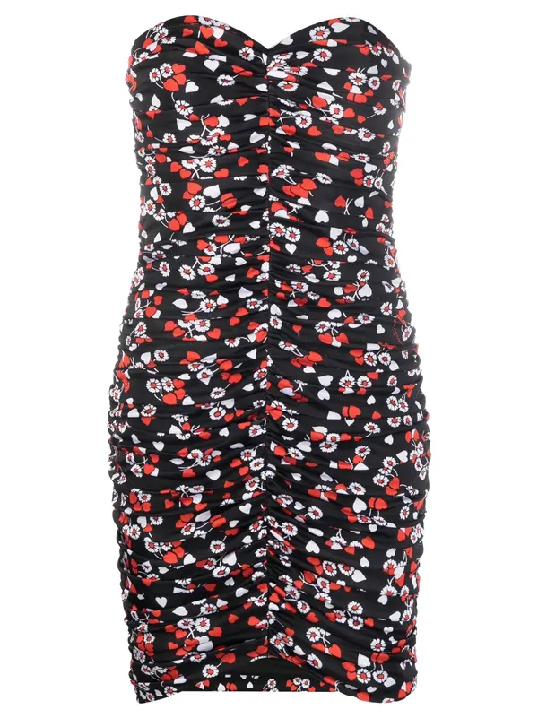 Moschino Floral-print Strapless Minidress - Black