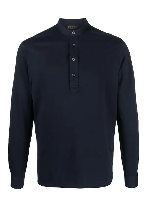 DELL'OGLIO Collarless Polo Shirt - Blue