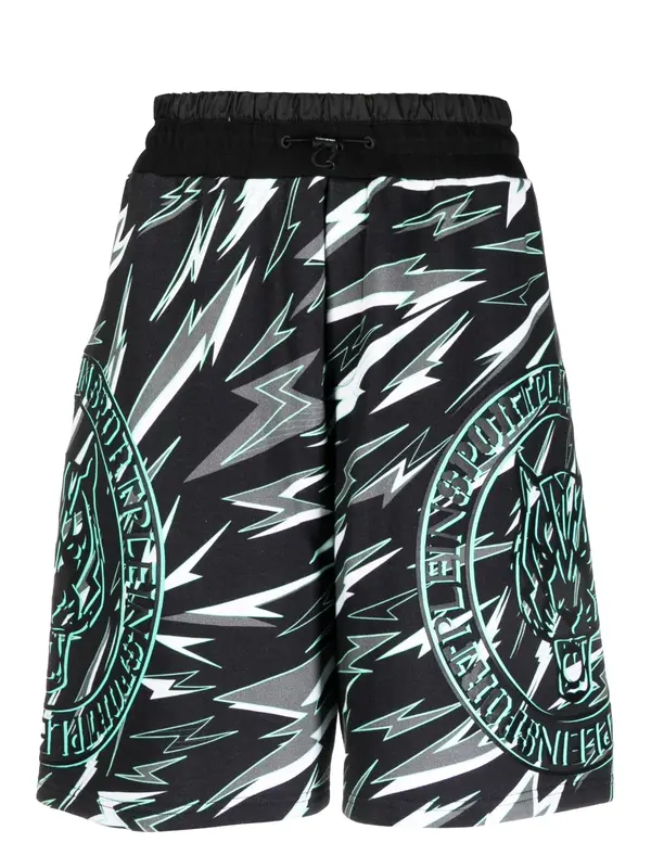 PLEIN SPORT Tiger-print Jogging Shorts - Black