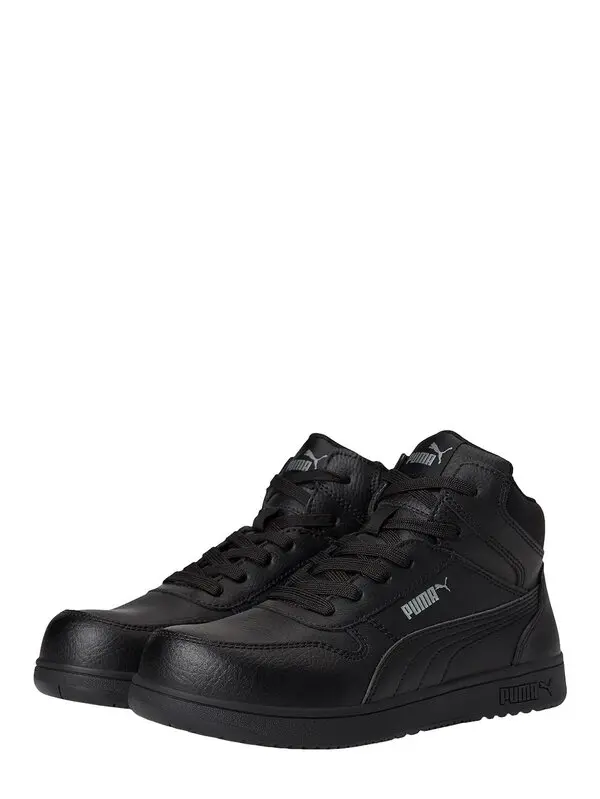 PUMA SAFETY Mid Top Leather Lace-up Work Shoes - Black