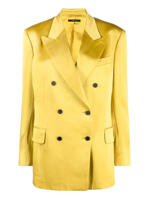 TOM FORD Double-breasted Satin Blazer - Yellow