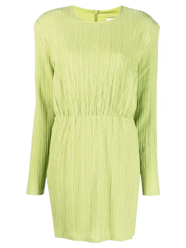 GESTUZ Crease-effect Drop-shoulder Mini Dress - Green