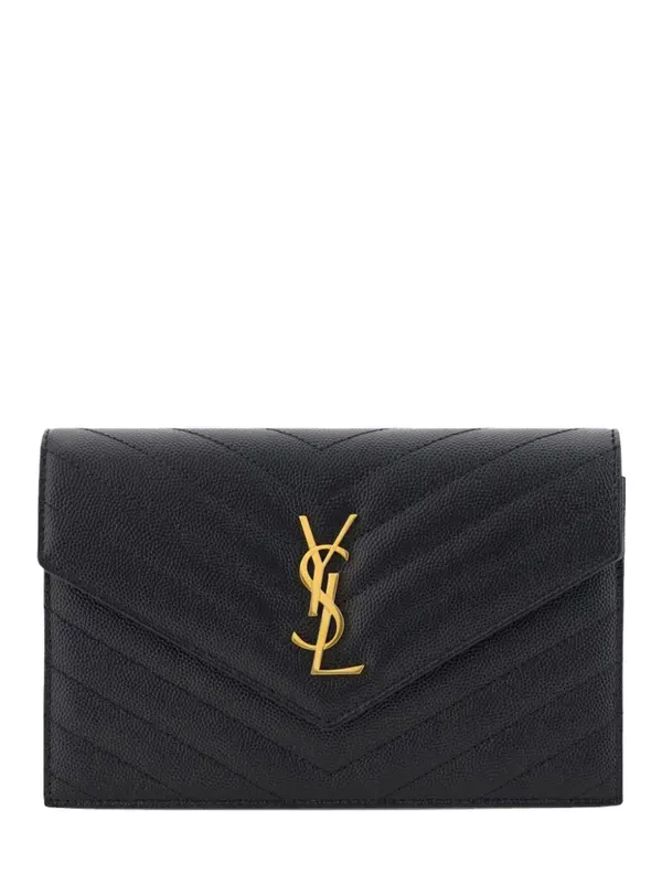 Saint Laurent Logo Plaque Crossbody Bag - Black