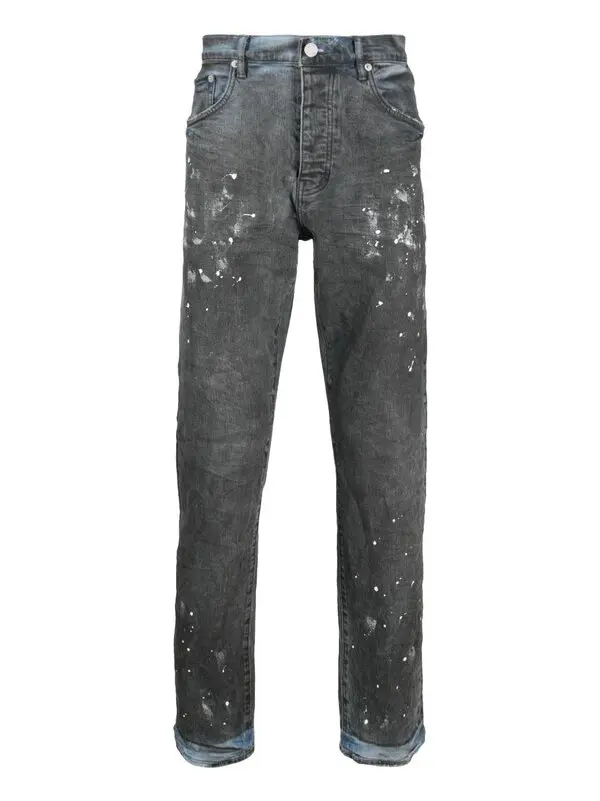 PURPLE BRAND Paint Splatter Straight-leg Jeans - Blue