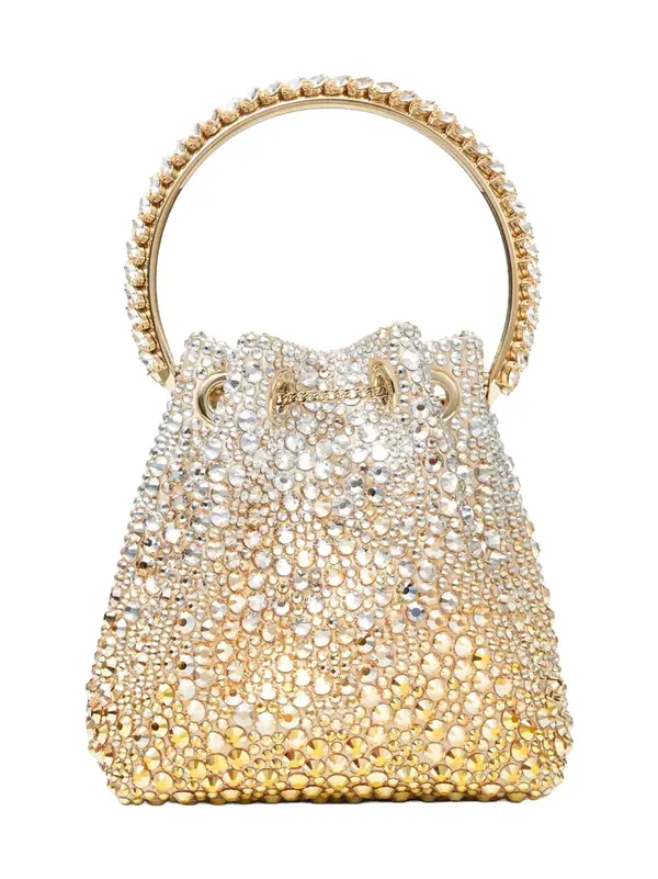 JIMMY CHOO Bon Bon Crystal-embellished Bucket Bag - Gold