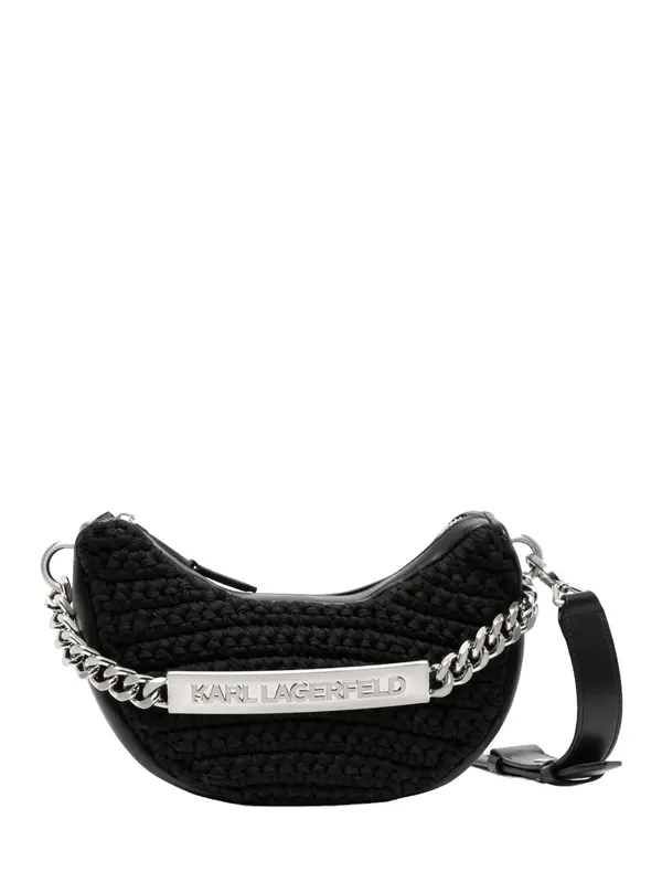 Karl Lagerfeld K/id Leather Shoulder Bag - Black