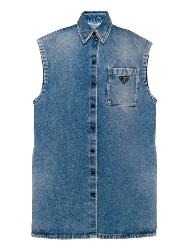 Prada Sleeveless Denim Shirt - Blue