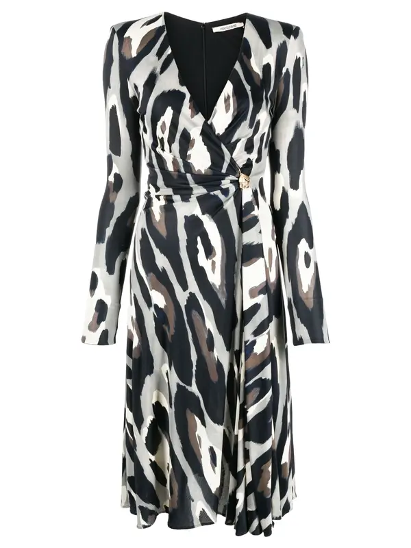 Roberto Cavalli Animal-print Wrap Midi Dress - Neutrals