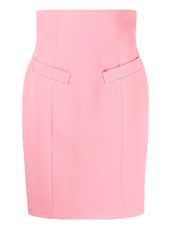 Balmain High-waist Wool Pencil Skirt - Pink
