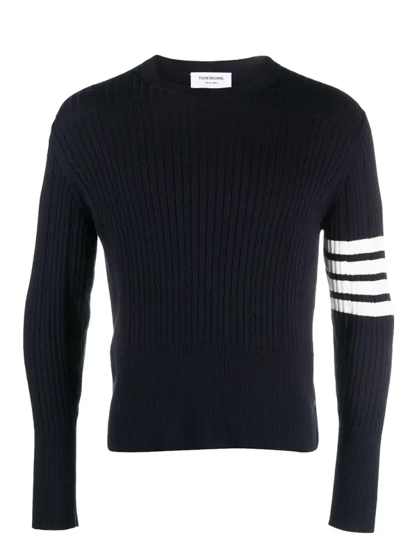 Thom Browne 4-bar Cable-knit Ribbed Jumper - Blue