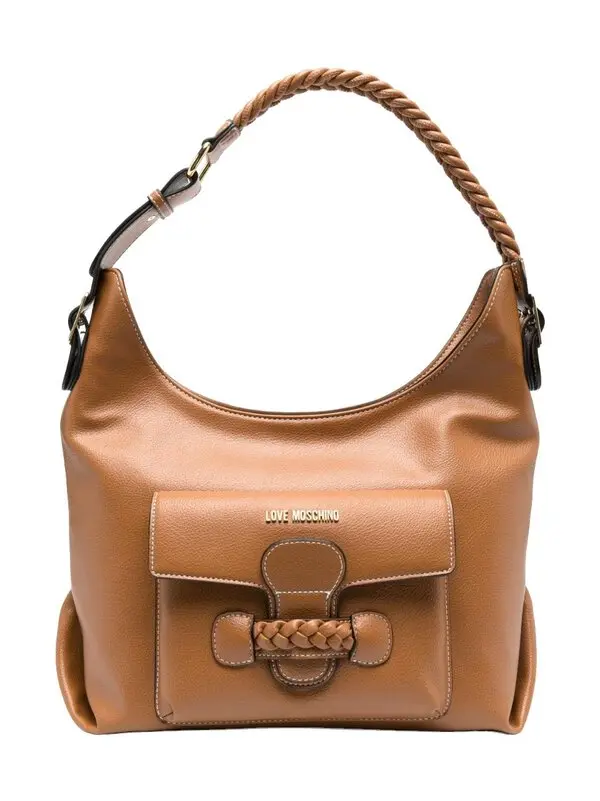 Moschino Logo Plaque Shoulder Bag - Brown