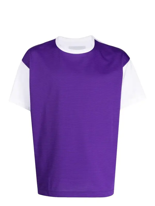 FUMITO GANRYU Contrast-panel Two-tone T-shirt - Purple