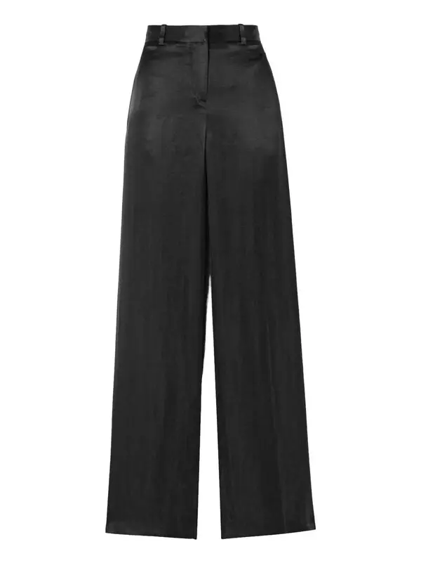 THE ROW Bany Wool-satin Wide-leg Pants - Black