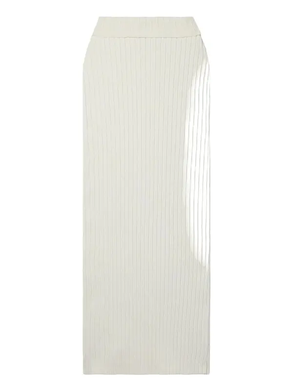 THE ROW Moss Ribbed Silk Maxi Skirt - White