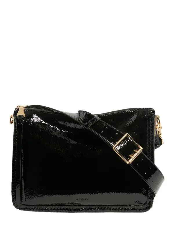 AIMEE Famous Leather Crossbody Bag - Black Crinkle Patent