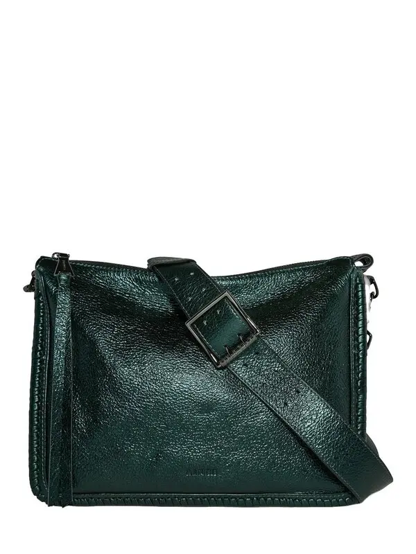 AIMEE Famous Leather Crossbody Bag - Metallic Forest