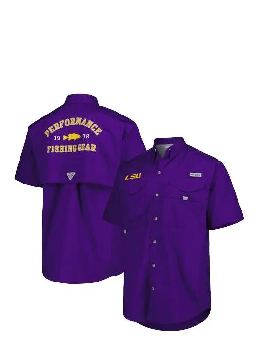 Columbia Lsu Tigers Bonehead Button-up Shirt - Purple