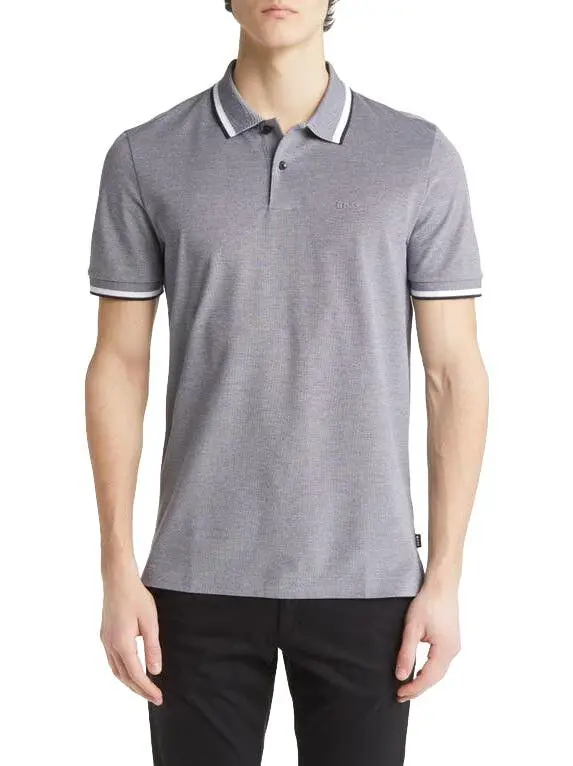 BOSS Parlay Tipped Cotton Polo - Blue