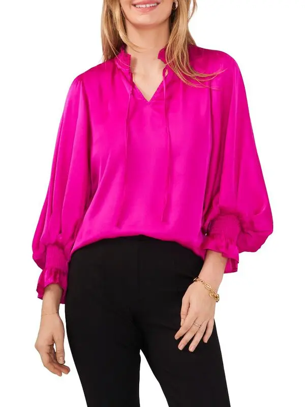 Chaus Balloon Sleeve Peasant Blouse - Allure