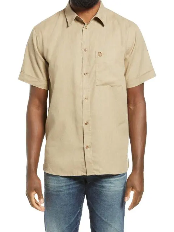 Fjallraven Ovik Travel Short Sleeve Button-up Shirt - Sand Stone