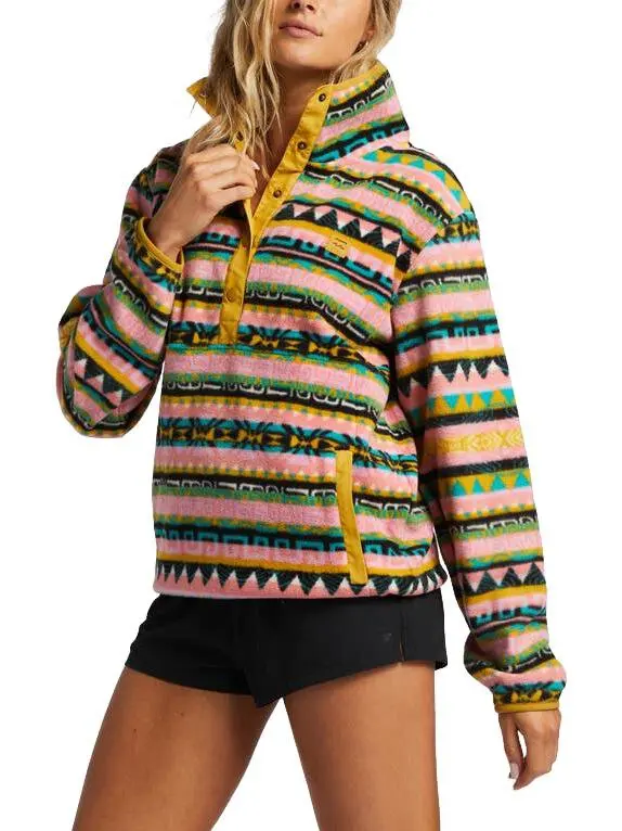 BILLABONG Switchback Lite Stripe Fleece Pullover - Pink Multi