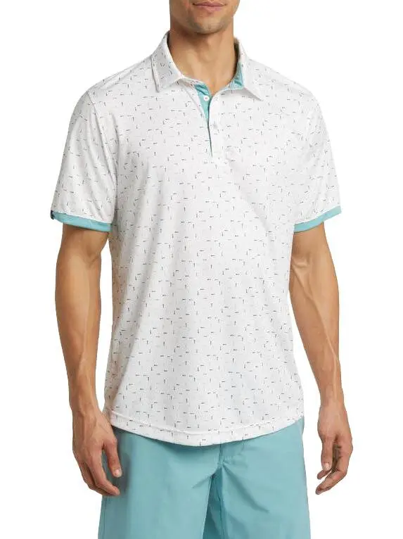 SWANNIES Fraser Tee Print Performance Golf Polo - White-marine