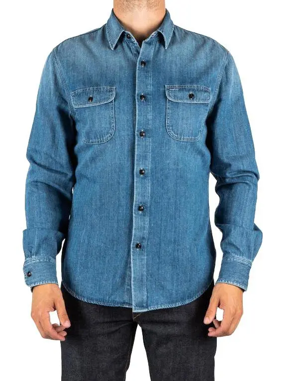 HIROSHI KATO The Brace Loose Weave Denim Button-up Shirt - Dee