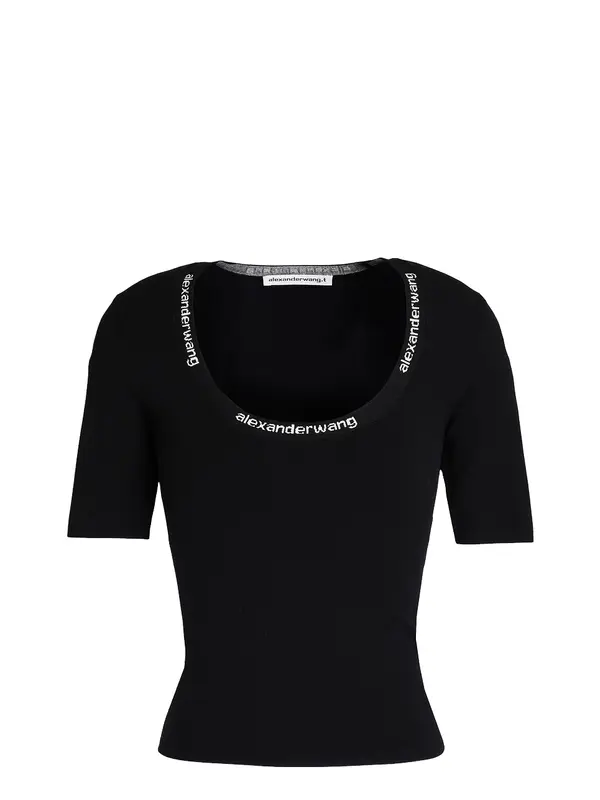 Alexander Wang Logo-print Stretch-knit Top - Black