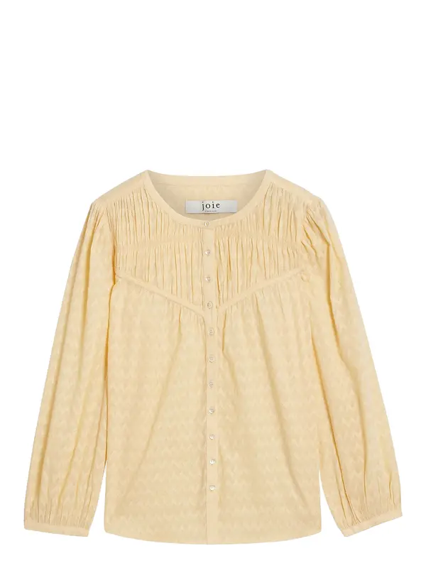 Joie Fanning Cotton-jacquard Top - Pastel Yellow