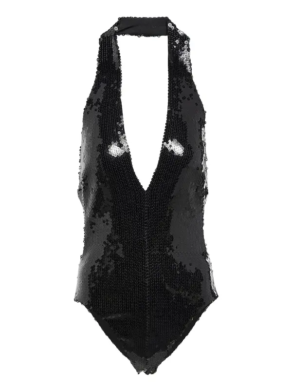Alexandre Vauthier Sequined Halterneck Bodysuit - Black