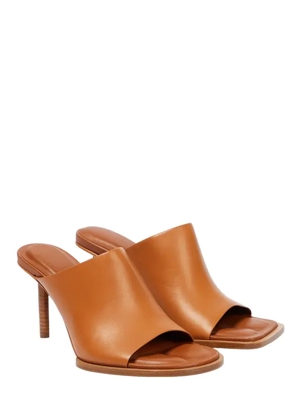 Jacquemus Les Mules Carrés Ronds Leather Mules - Brown