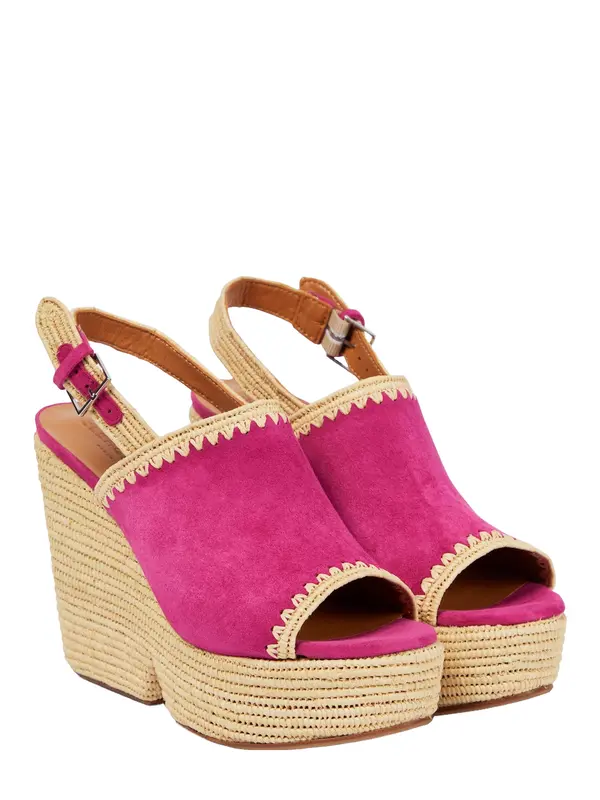 Clergerie Damya Suede Wedge Sandals - Pink
