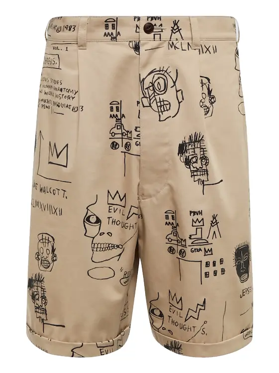 Junya Watanabe X Basquiat Printed Cotton Shorts - Multicoloured