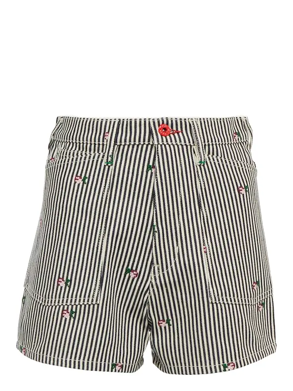 Kenzo Striped Denim Shorts - Blue