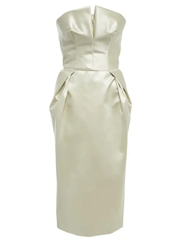 MAISON MARGIELA Satin Midi Bustier Dress - Green