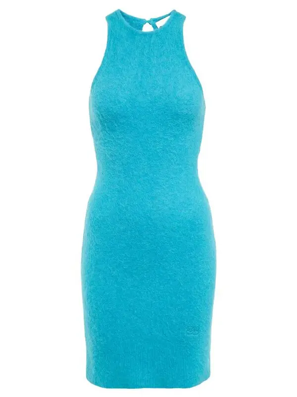 GANNI Alpaca And Wool-blend Mini Dress - Blue