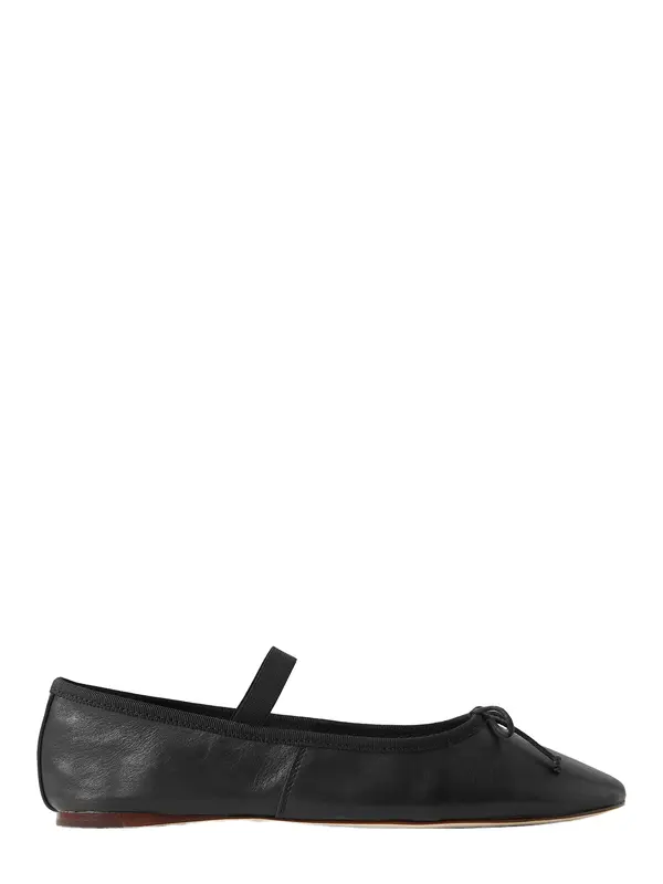 LOEFFLER RANDALL Leonie Bow-embellished Leather Flats - Black