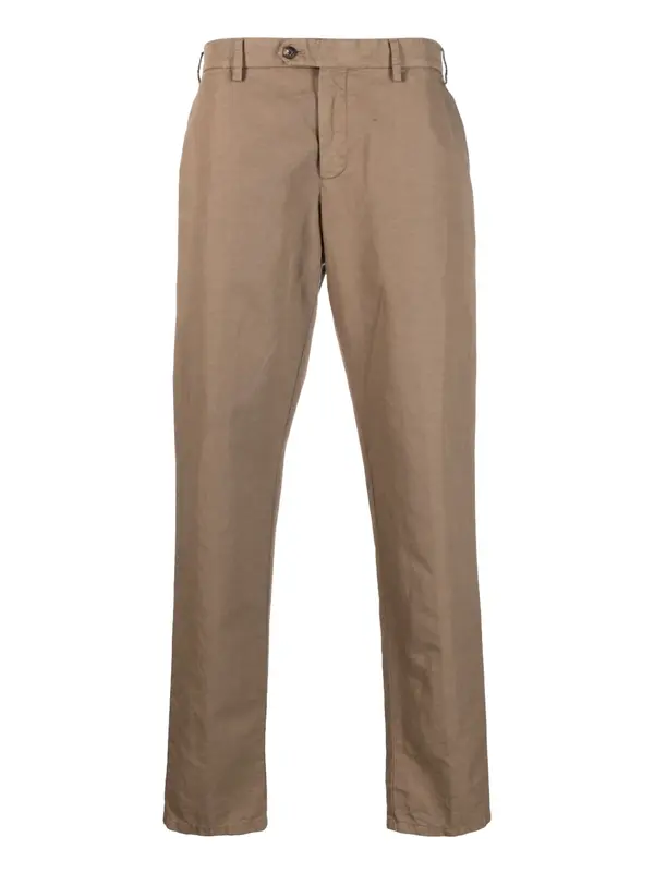 LARDINI Straight-leg Linen Trousers - Brown