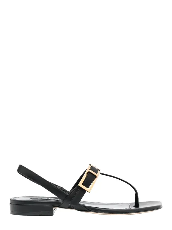 SERGIO ROSSI Buckle-detail Flat Sandals - Black
