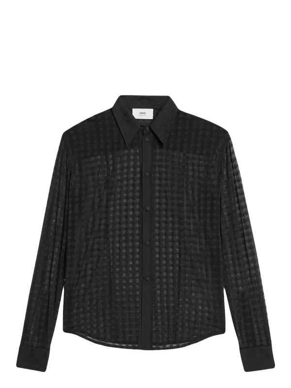 Ami Semi-sheer Check Shirt - Black