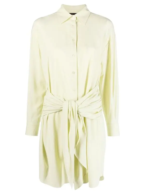 Maje Asymmetrical Tie-waist Shirt Dress - Green