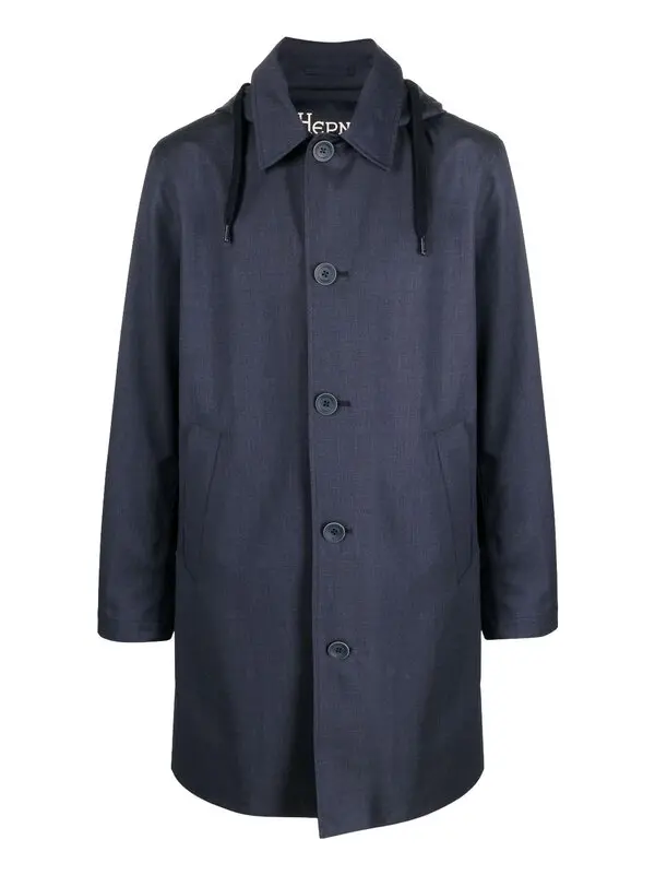 Herno Single-breasted Parka Jacket - Blue