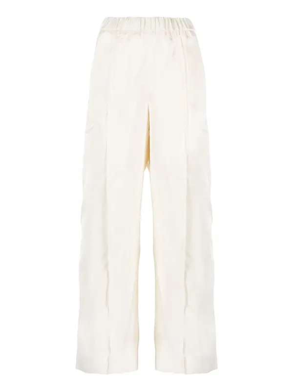JIL SANDER Elasticated-waist Wide-leg Trousers - White