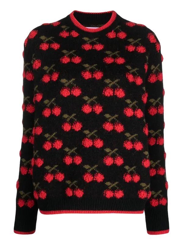La DoubleJ Cherry-print Jumper - Black