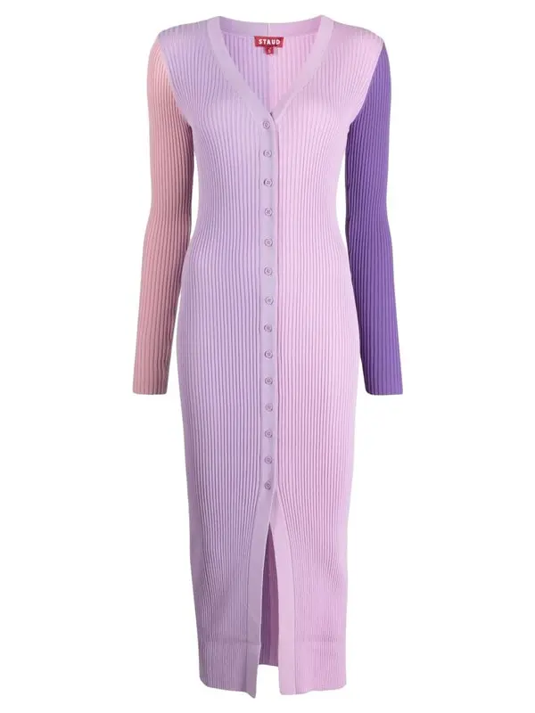 Staud Shoko Panelled Knitted Dress - Purple
