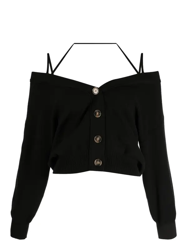 J KOO Cut-out Detail Knitted Cardigan - Black