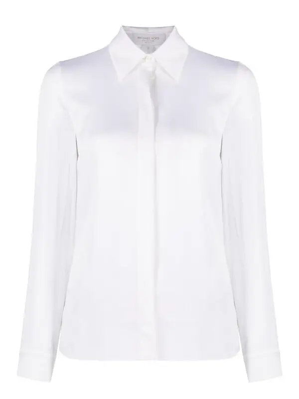 Michael Kors Hansen Charmeuse Long-sleeve Shirt - White